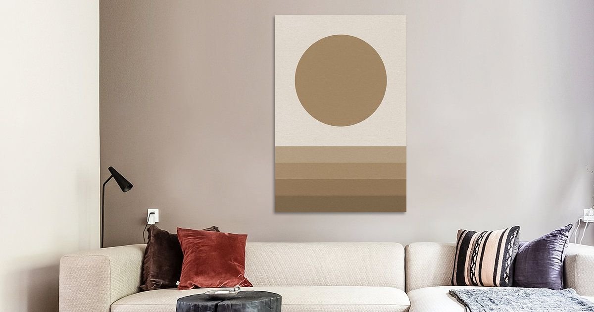 Japandi in aardetinten. Abstracte minimalistische Zen-kunst VIII van Dina Dankers op canvas ...